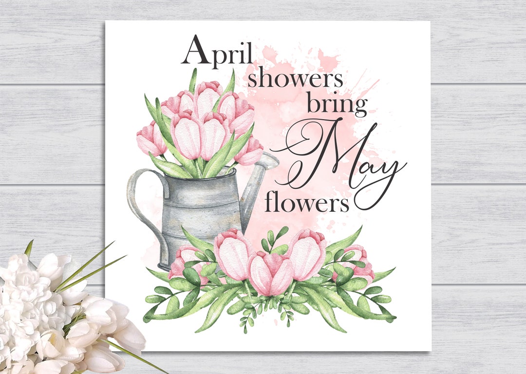 April Showers Bring May Flowers Sign Wooden Spring Watercolor Signs ...