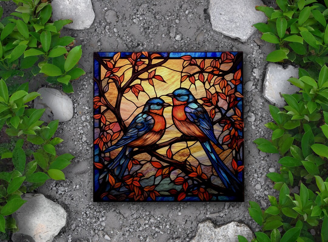 Decorative Bluebird Stone Tile for Garden and Walkways, Image Printed ...