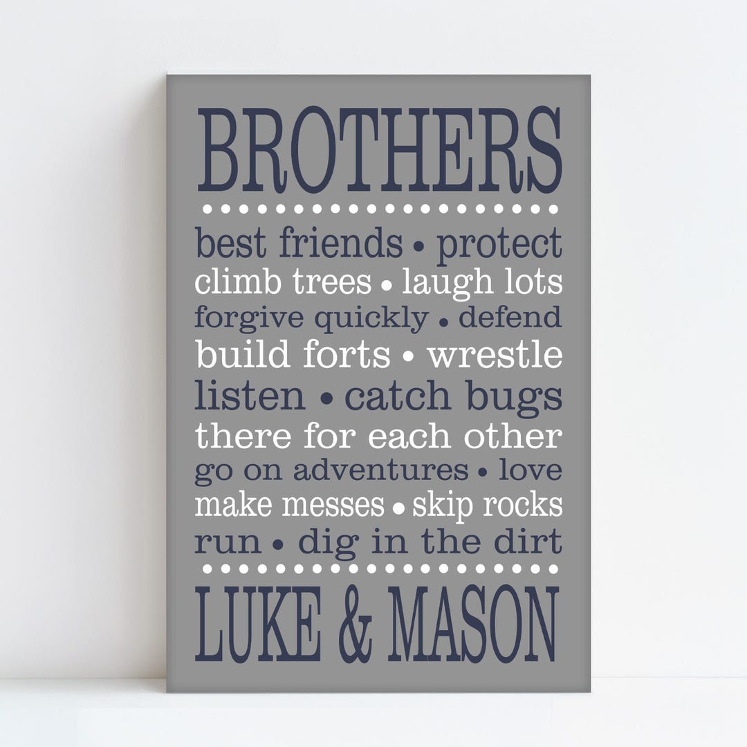 Brothers Sign - Brothers Wall Art - Personalized Brother Signs With ...