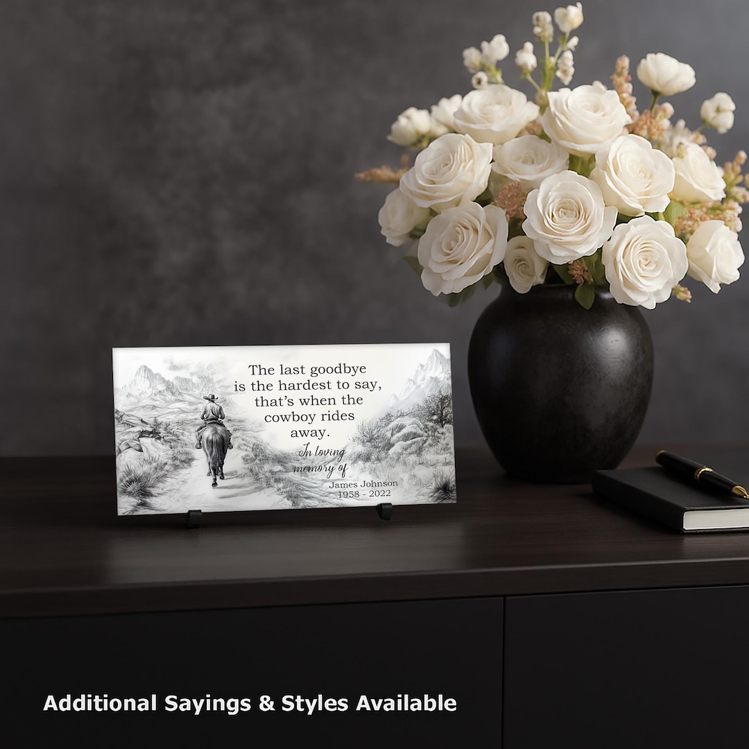 Personalized Cowboy Memorial Ceramic Tile: Farewell Cowgirl Keepsake ...