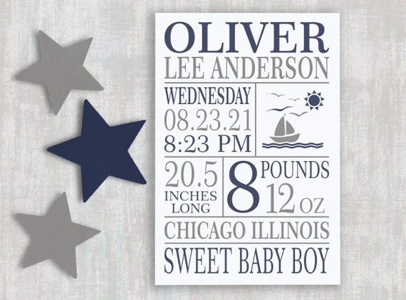 Boys Birth Announcement Sign Baby Announcement Sign Baby | Etsy