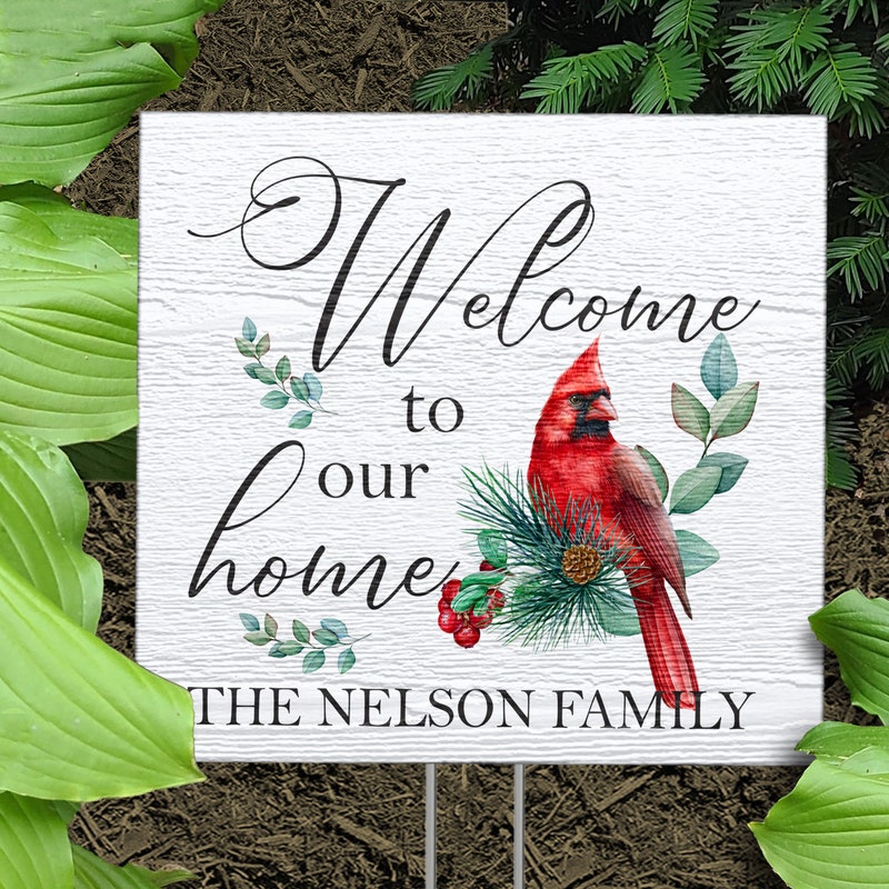 Cardinal Welcome Sign - Etsy