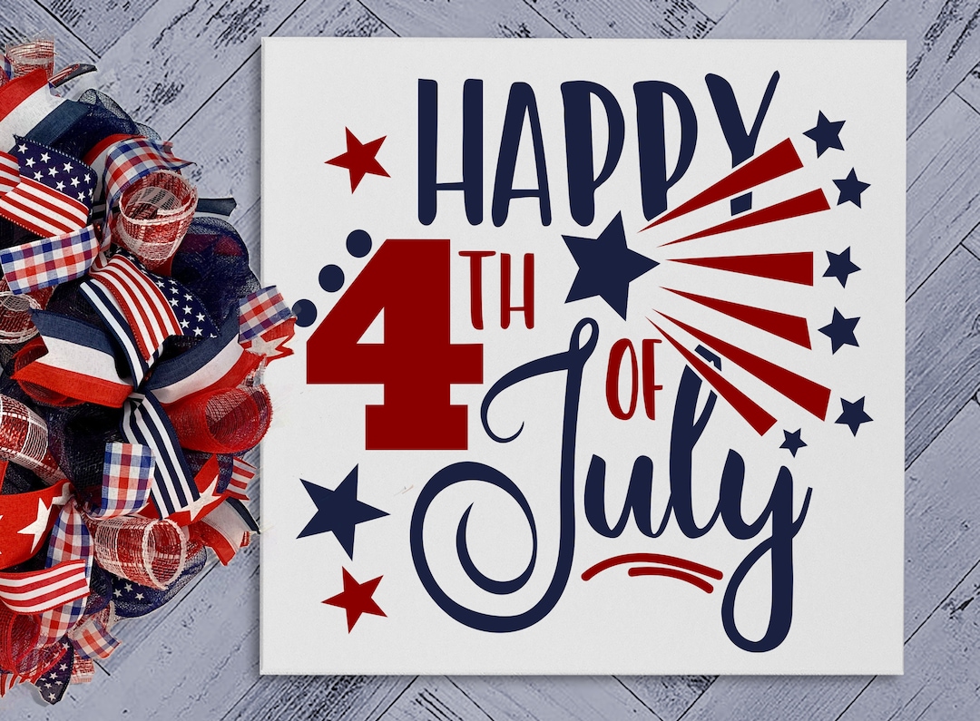 Happy 4th of July Sign, Patriotic Wall Decor, Red White Blue ...