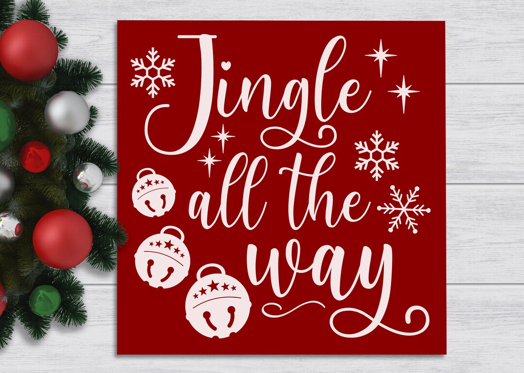 Jingle All the Way Sign Red Christmas Decor Jingle Bells Signs ...