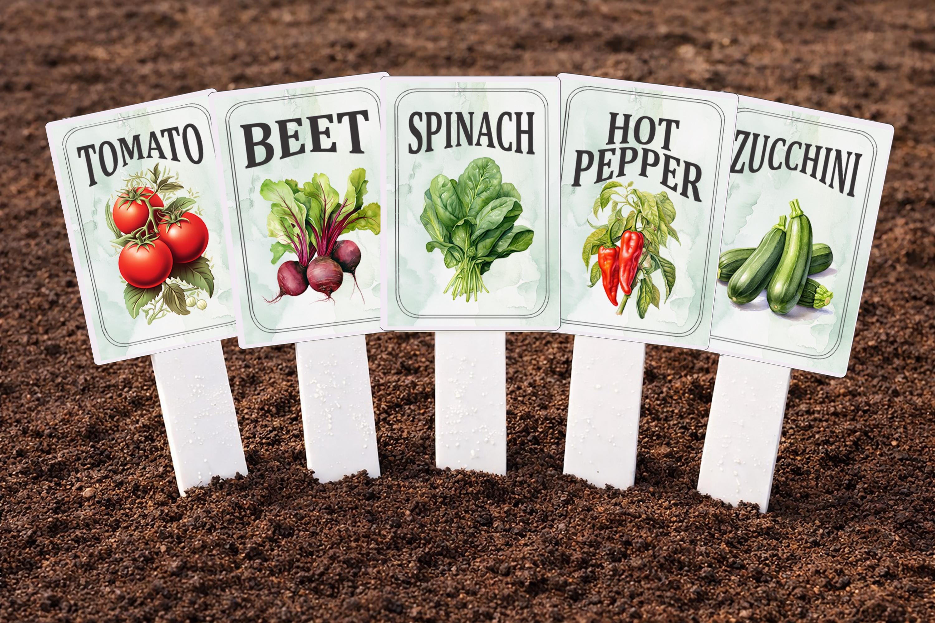 Garden Plant Markers – Waterproof PVC Vegetable Labels for Raised Beds ...