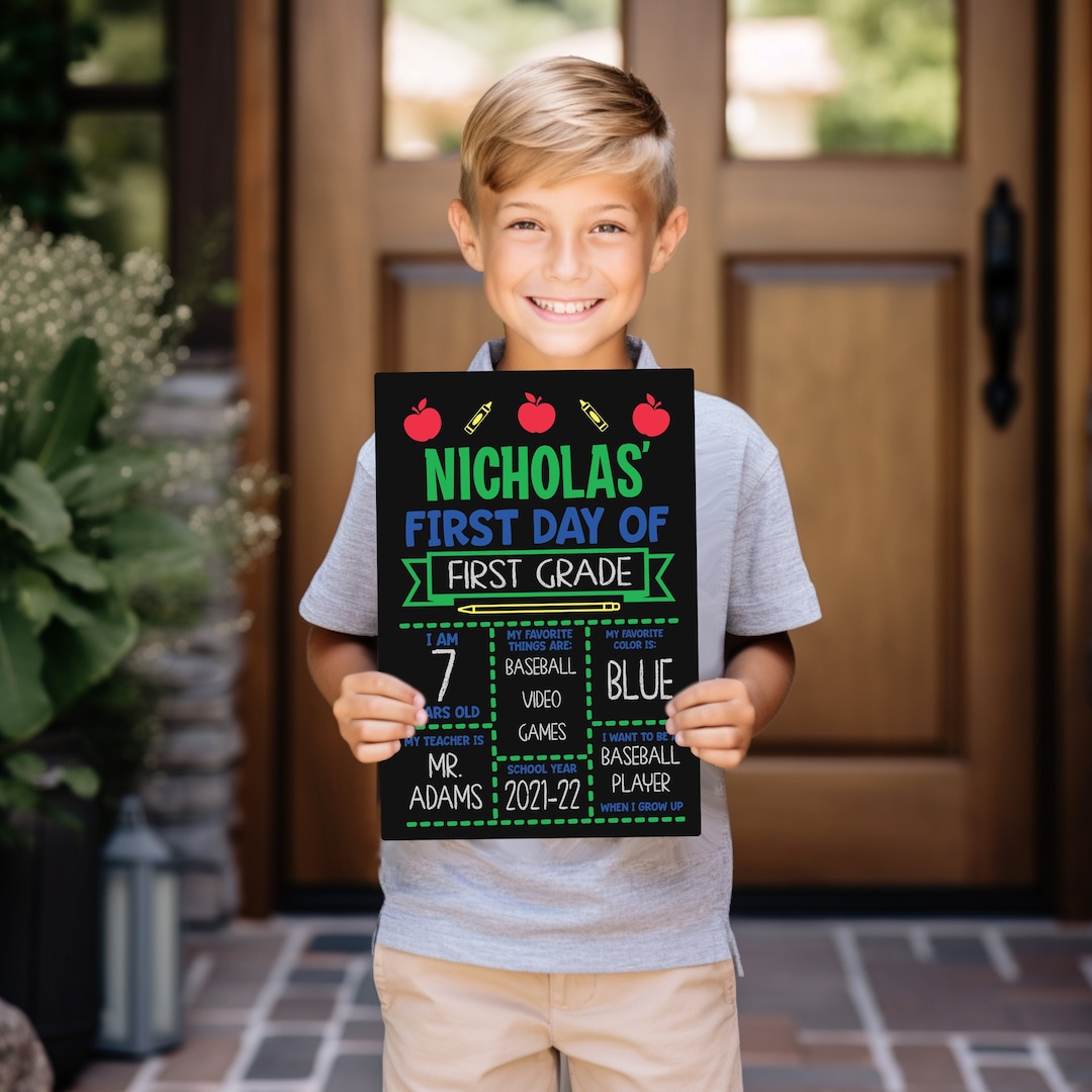 Customizable First Day of School Chalkboard Sign - Reusable Back-to ...