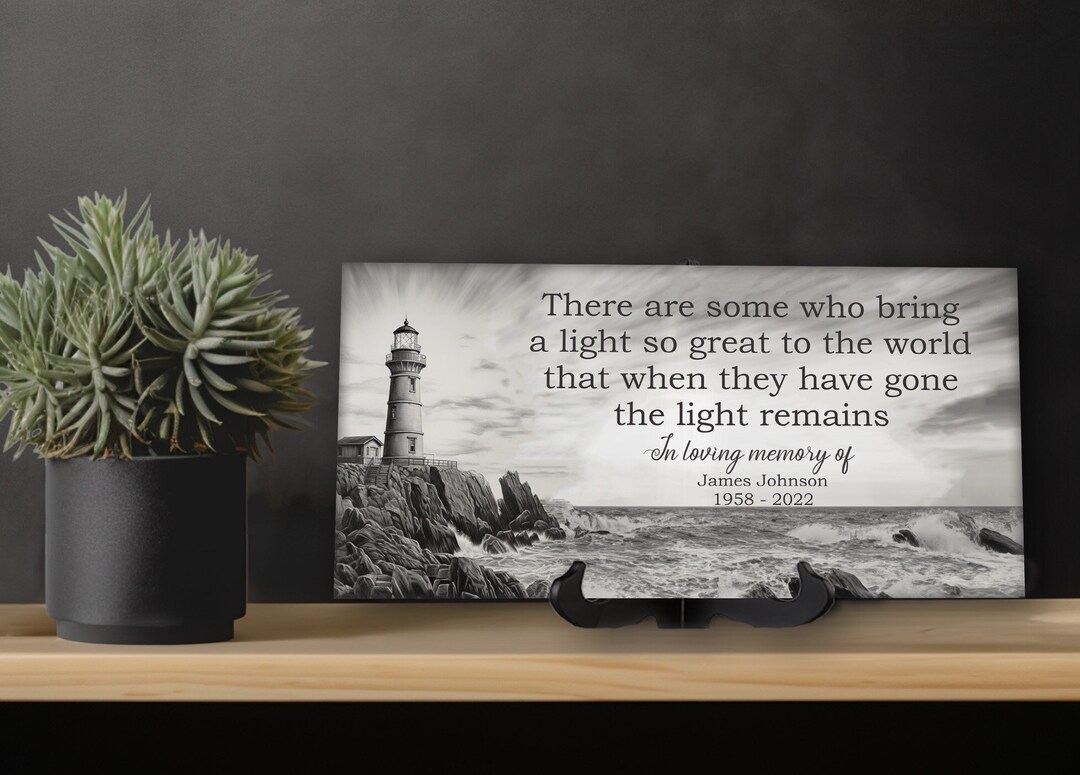 Personalized Memorial Tile: Lighthouse Grief Gift, Remembrance Plaque ...