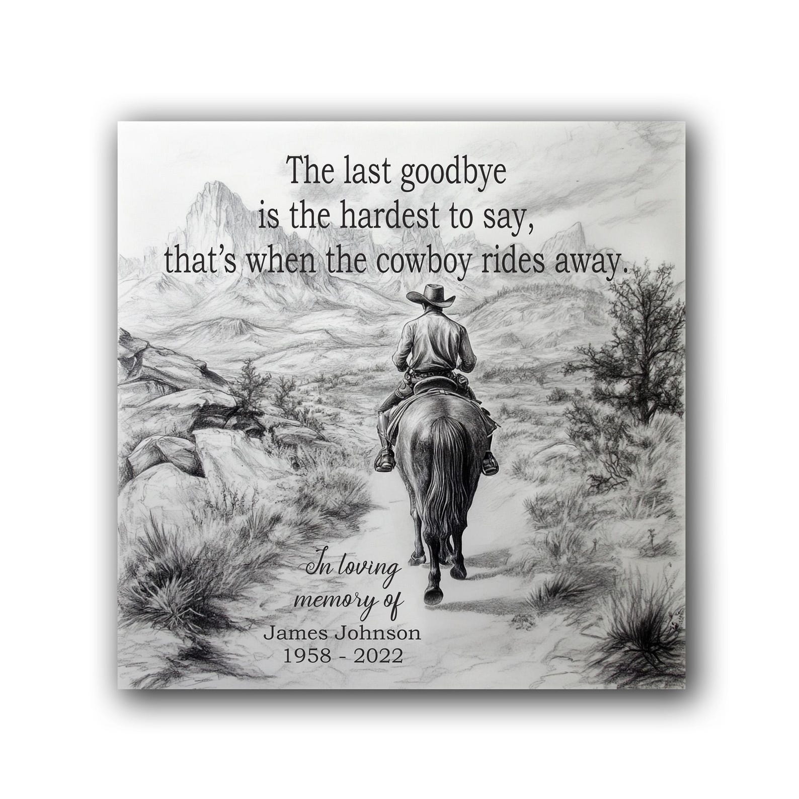 Personalized Cowboy Memorial Tile: Western Horse Theme Cowgirl Plaque ...