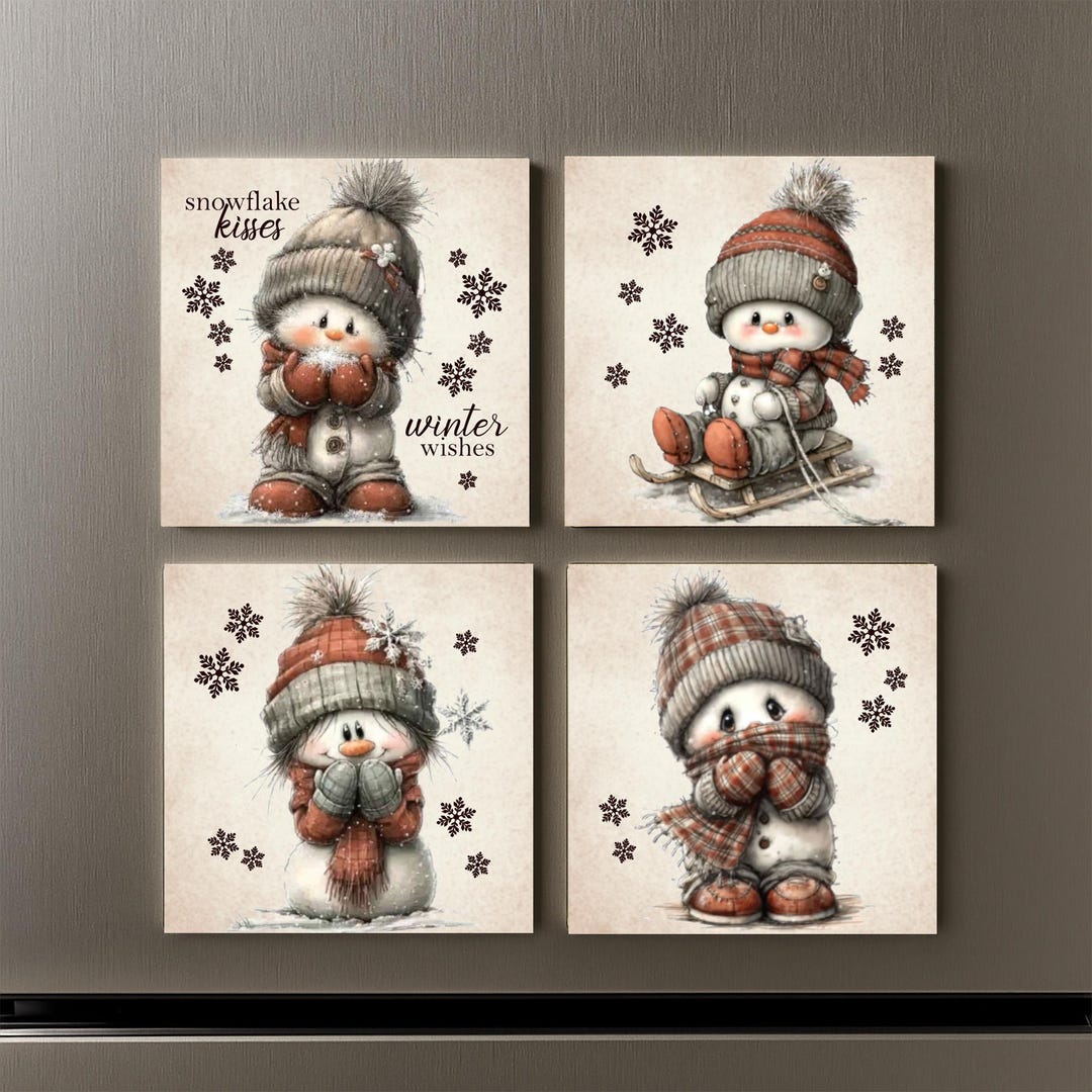 Handmade Snowman Magnet Set – Cozy Winter Fridge Decor, Christmas Gift ...