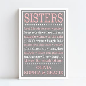 Personalized Sisters Wood Sign: Bedroom Accent Decor, Handmade in USA ...