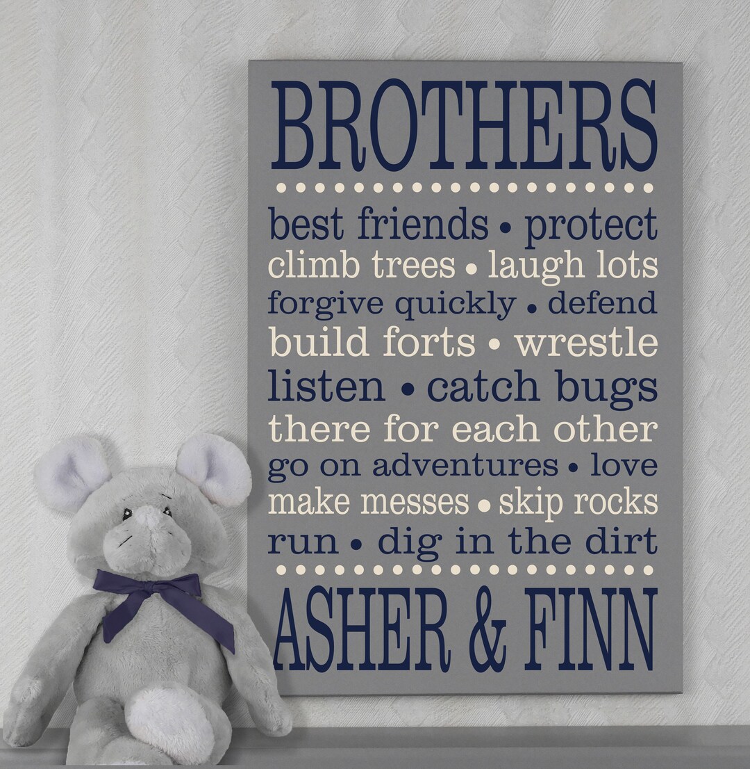 Brothers Sign Brothers Wall Art Personalized Brother Signs With Names ...