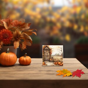Autumn Harvest Ceramic Set of Three Tiles, Thanksgiving Fall Pumpkin ...