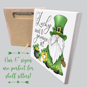 Lucky and I Gnome It Sign St Patricks Day Decoration for Home Wooden ...