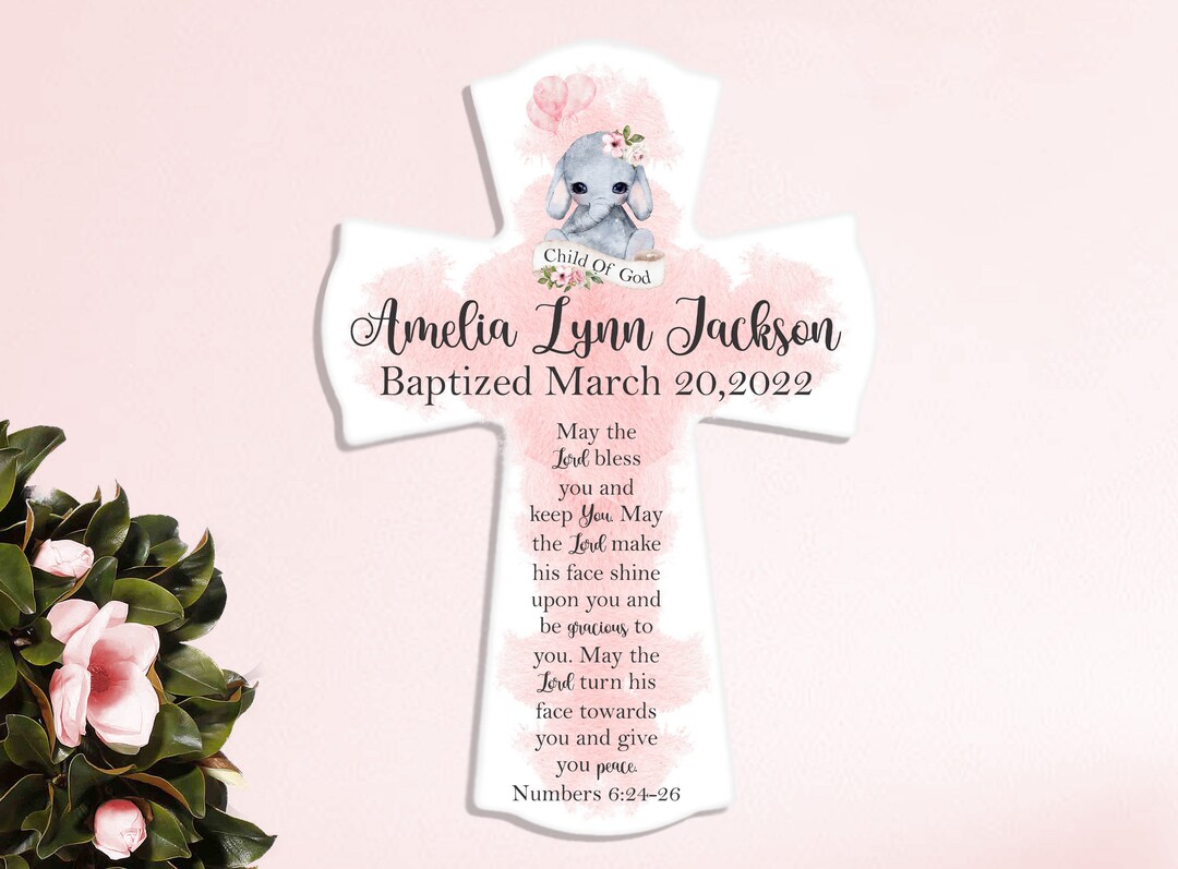 Personalized Baby Dedication Cross: Select Animal, "may the Lord Bless ...
