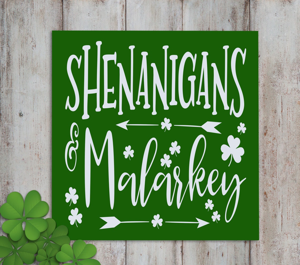 St Patricks Day Decor Shenanigans & Malarkey Sign in Green - Etsy