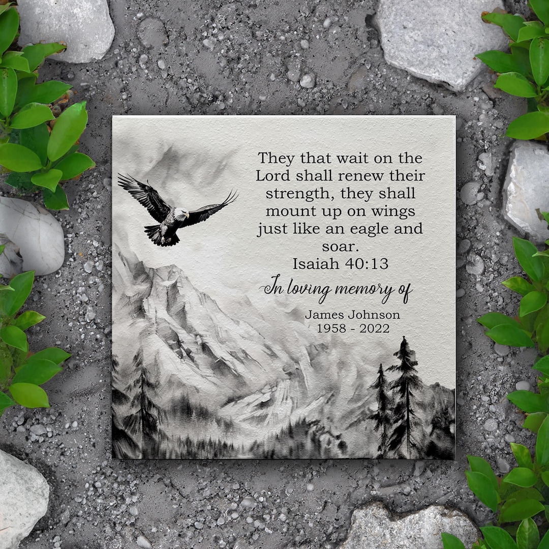 Eagle Soaring Commemorative Stone 6x6 Personalized Memorial Garden ...
