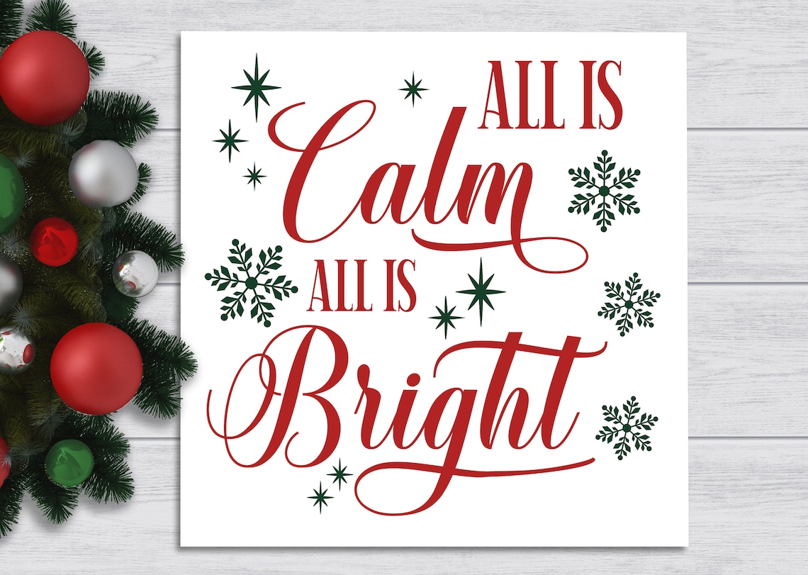Christmas Plaque All Is Calm All Is Bright Sign Wood | Etsy
