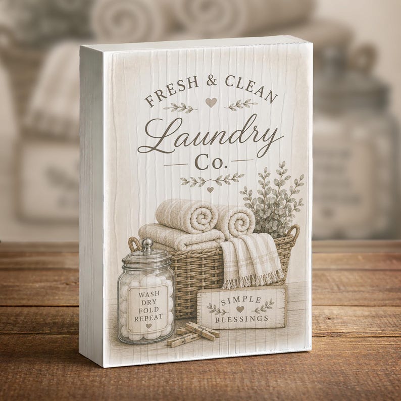 Laundry Room Sign, Farmhouse Decor Plaque, Fresh & Clean Laundry Co - Etsy