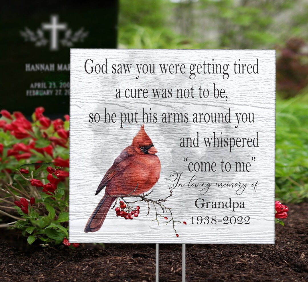 Cardinal Memorial Garden Sign – Grave Marker for Dad, Grandpa, or Loved ...