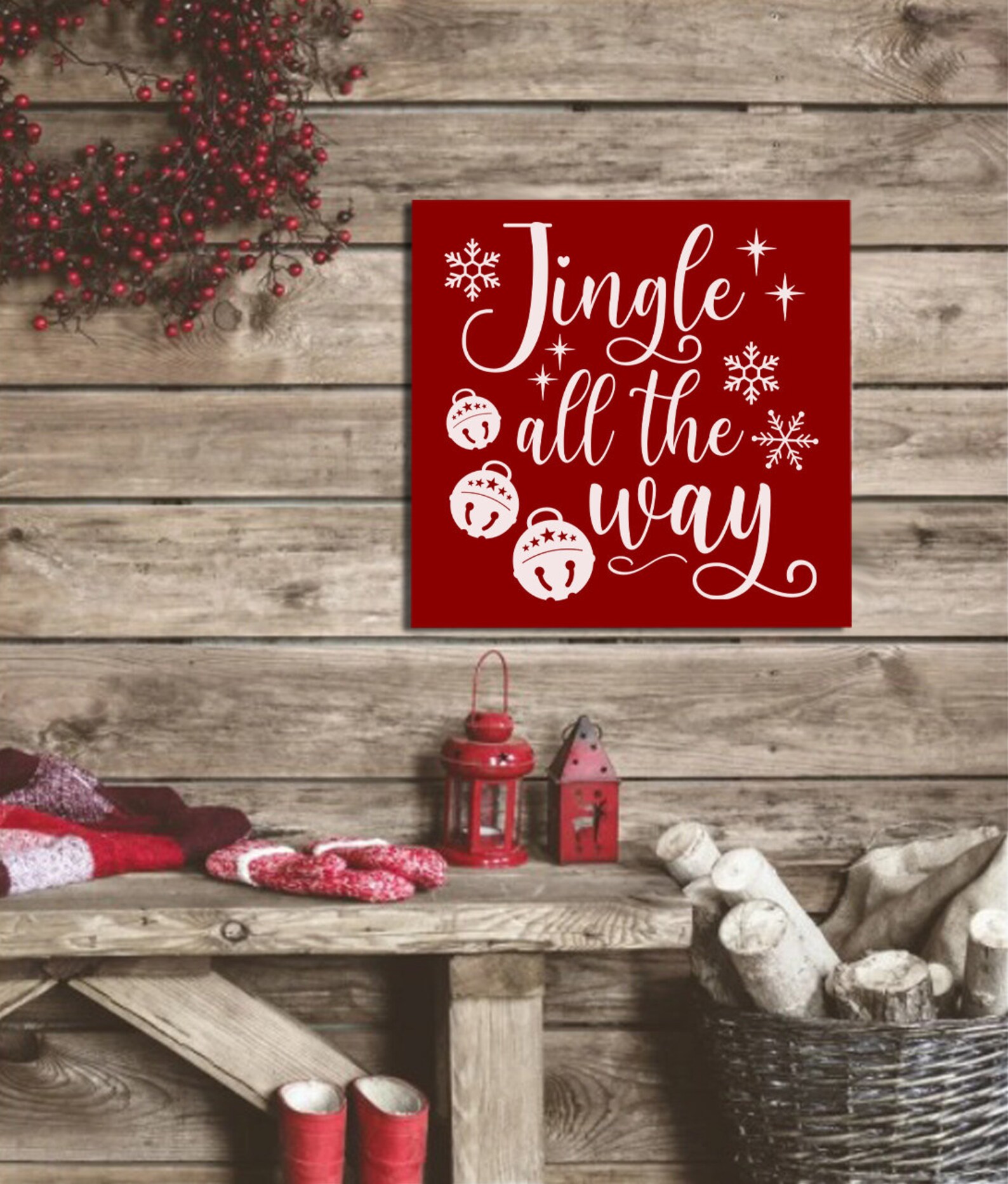Jingle All the Way Sign Red Christmas Decor Jingle Bells | Etsy