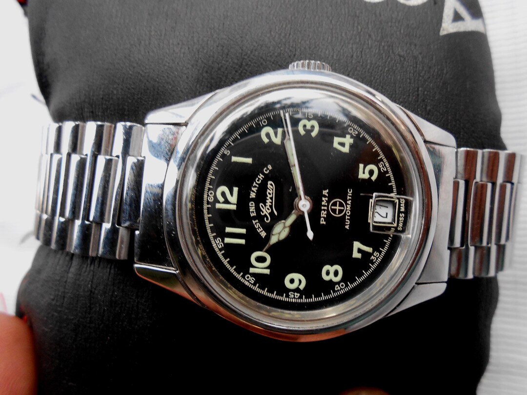 Rare Vintage Swiss Made Arabic Numerals Black Dial West End Watch Co ...
