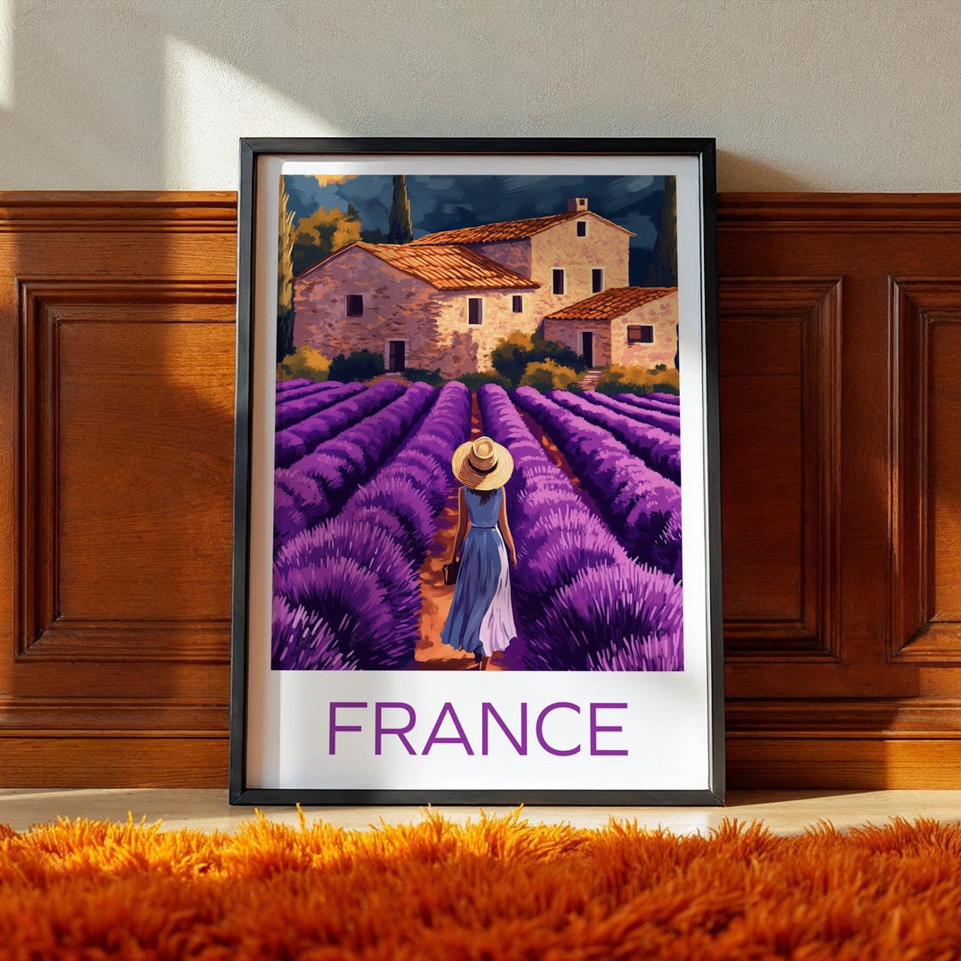 Provence France Travel Poster: Lavender Field Illustration Art - Etsy UK