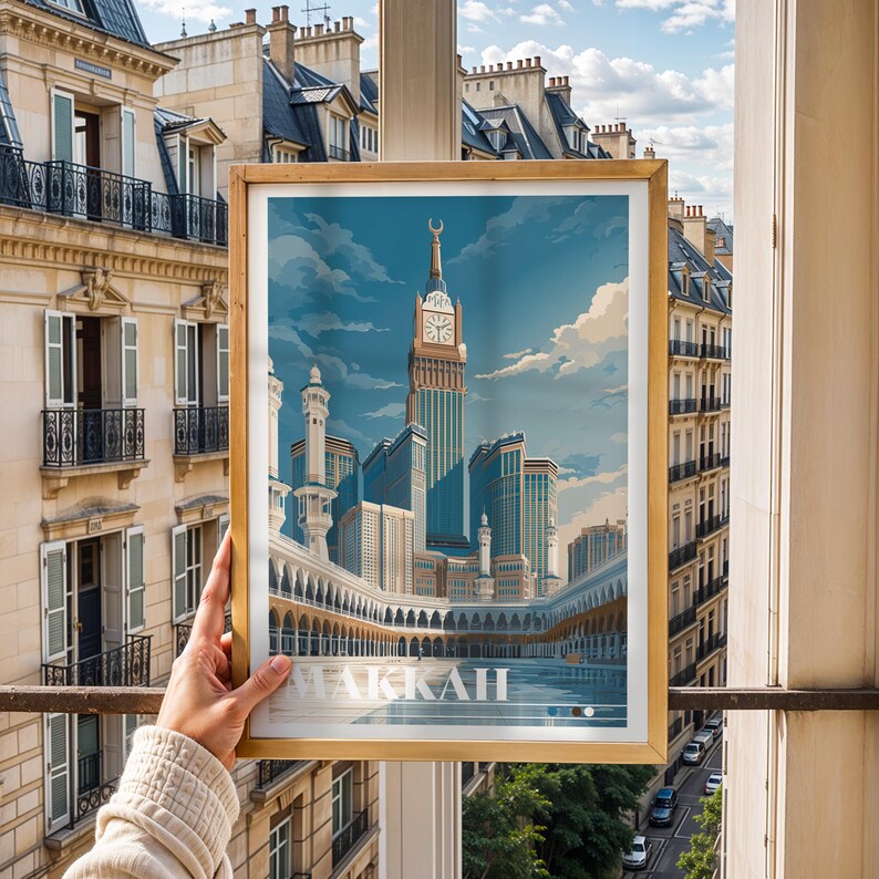 Mecca Travel Poster: Makkah Clock Tower Print, Saudi Arabia Wall Art - Etsy