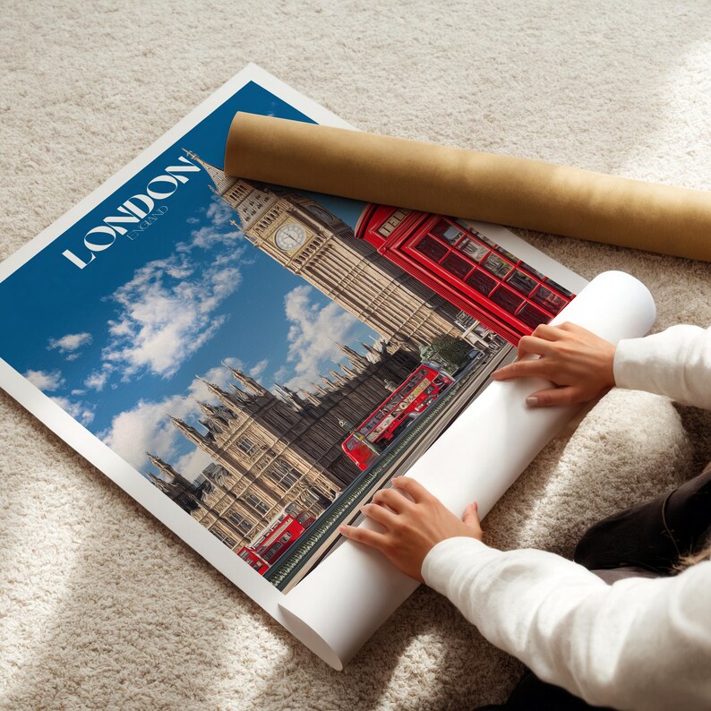 London Travel Poster: Big Ben & Red Phone Booth Print - Etsy