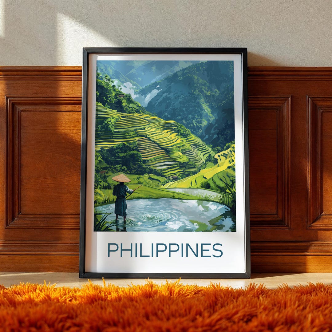 Philippines Travel Poster: Banaue Rice Terraces Illustration Art - Etsy