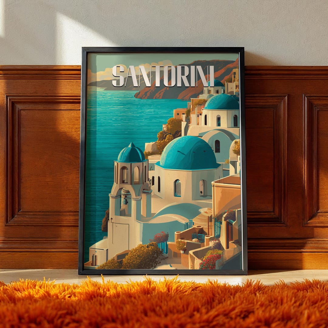 Santorini Greece Print: Whitewashed Architecture, Coastal Wall Art - Etsy