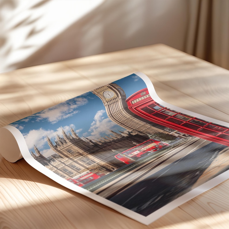 London Travel Poster: Big Ben & Red Phone Booth Print - Etsy