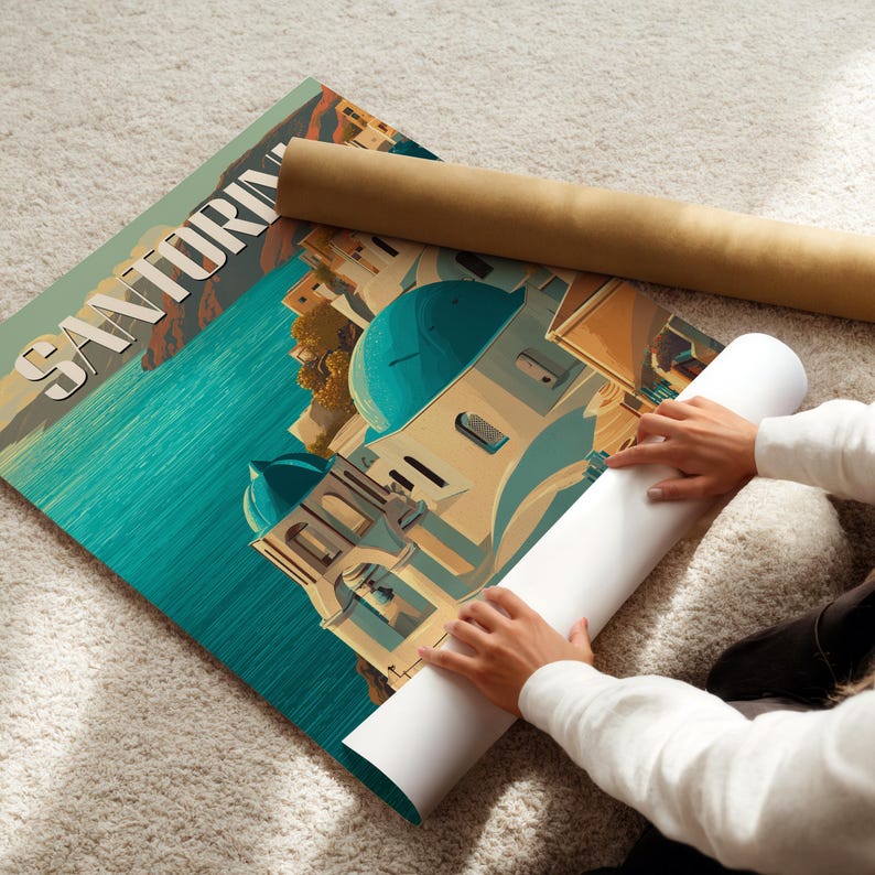 Santorini Greece Print: Whitewashed Architecture, Coastal Wall Art - Etsy