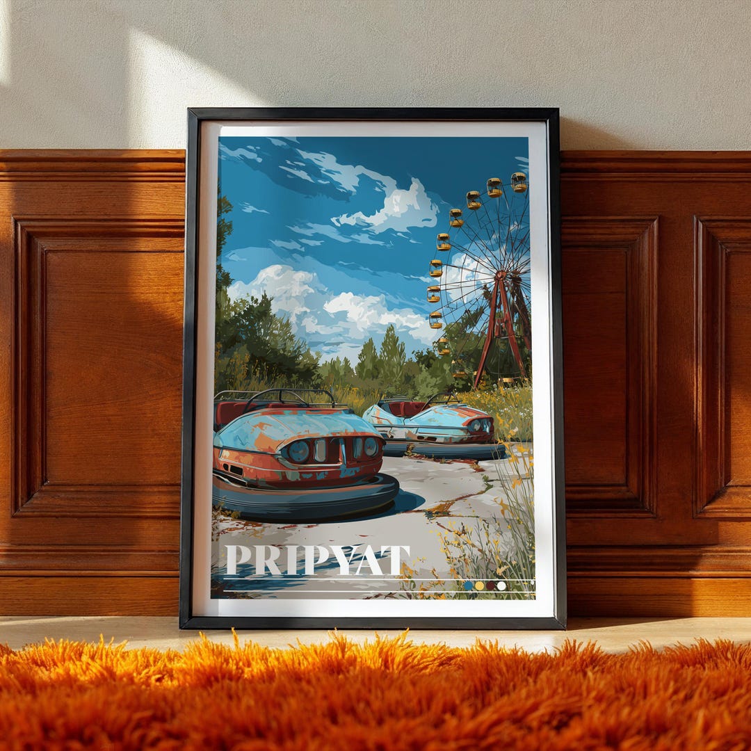 Chernobyl Travel Poster: Pripyat Amusement Park Print, Ukraine Wall Art ...