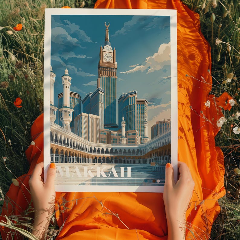 Mecca Travel Poster: Makkah Clock Tower Print, Saudi Arabia Wall Art - Etsy
