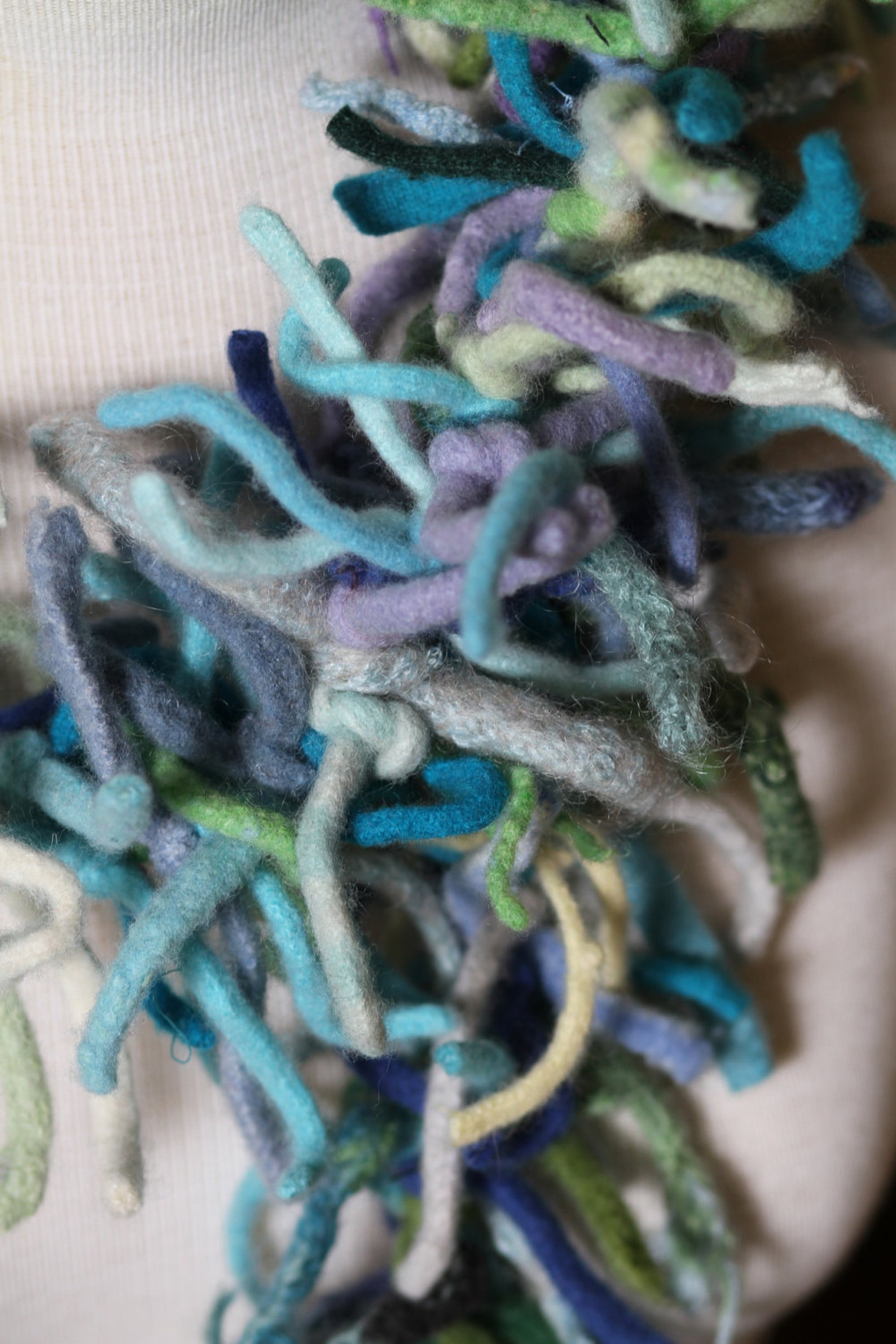 Blue Ocean Wool Boa Scarf Made From Felted Sweater Seams - Etsy