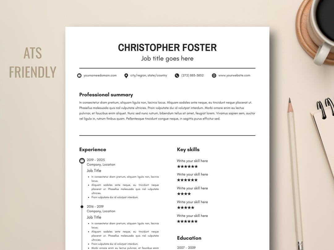 Simple Resume Template With Modern Look | 10 Color Options | 1-page Ats ...
