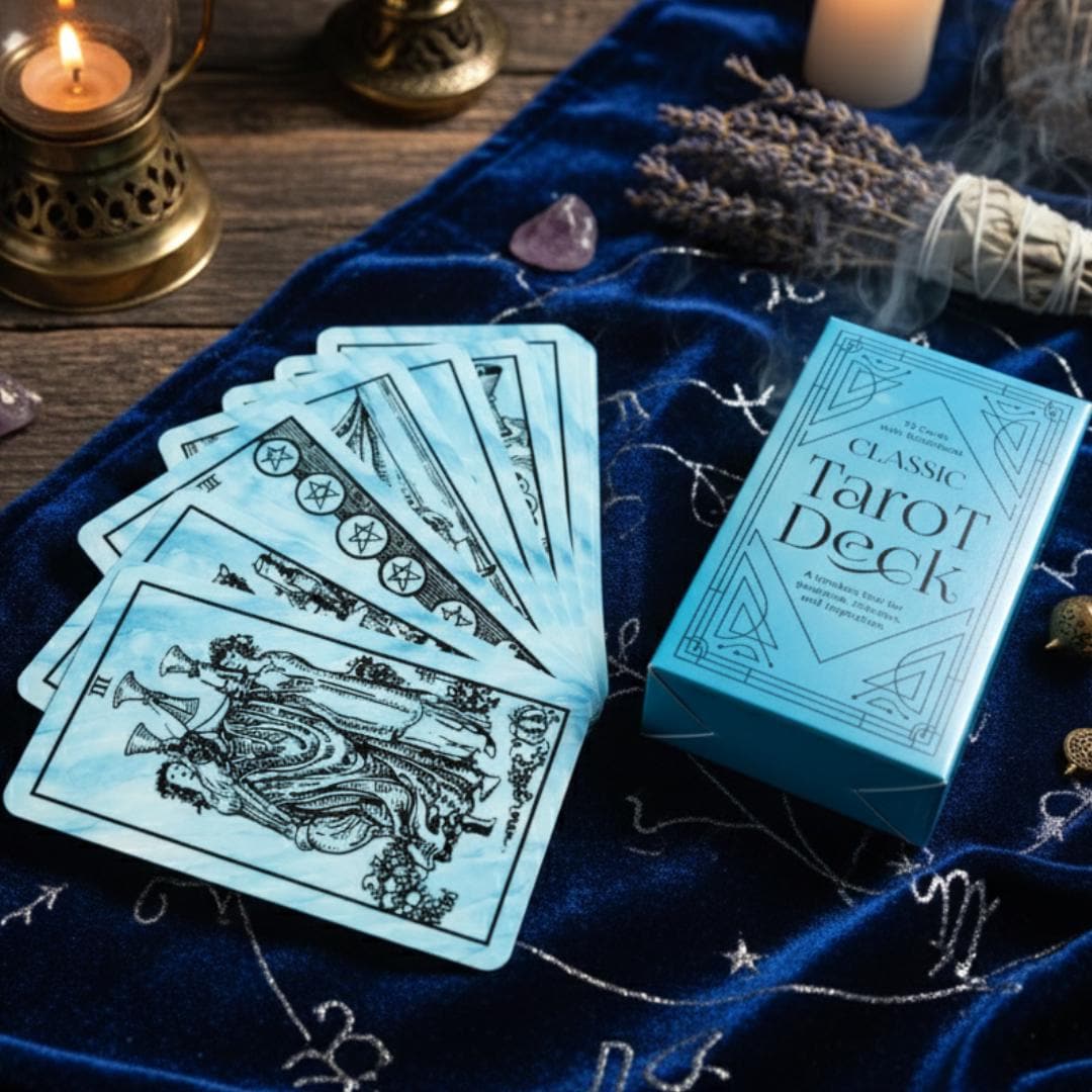 Classic Tarot Deck: Blue Tarot Cards Gift for Beginners With Intuitive ...
