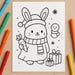 Christmas Bunny Coloring Page | Holiday Kids Activity (PDF) - Etsy