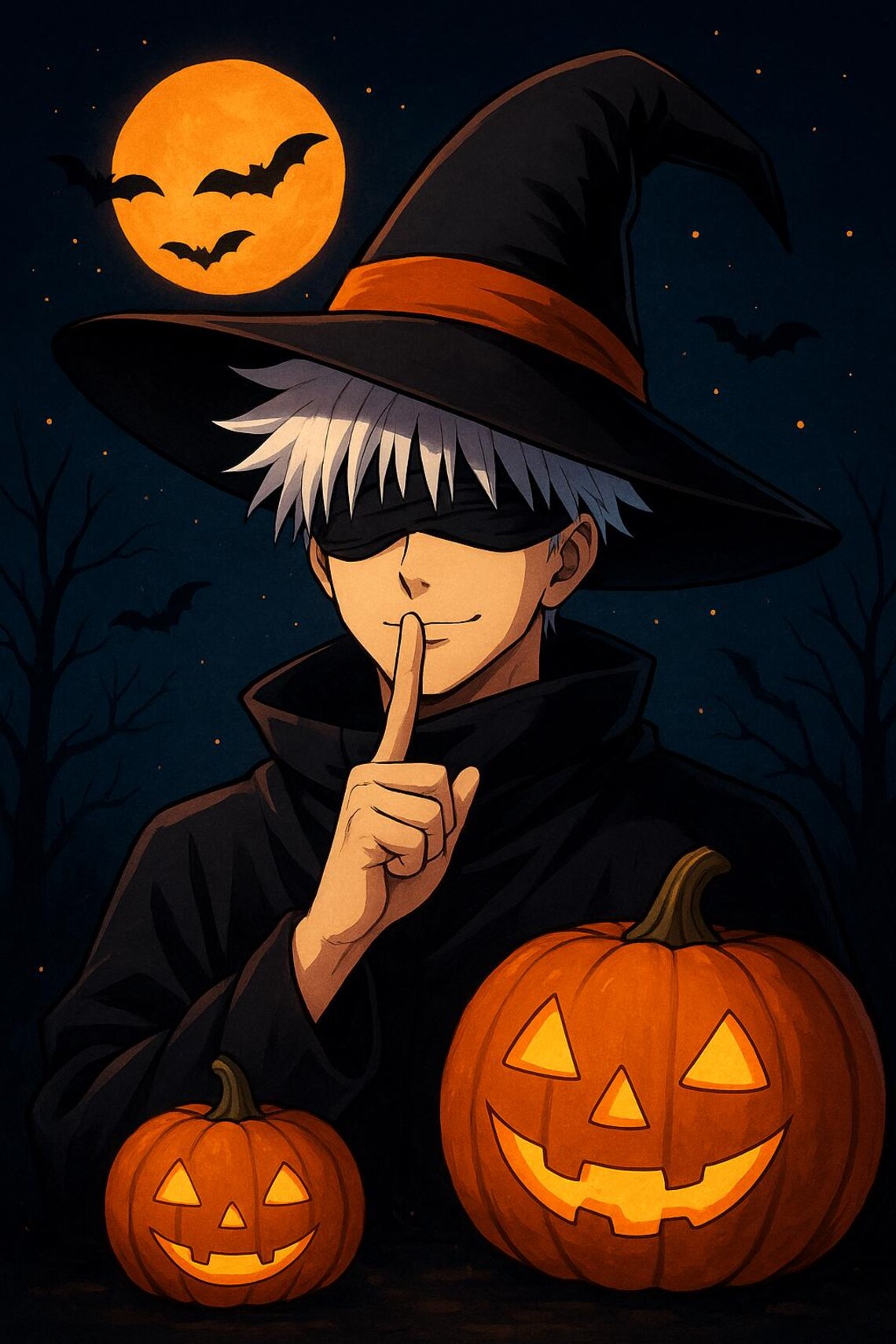 Halloween Anime Wall Art | Satoru Gojo Poster | Spooky Anime Home Decor ...