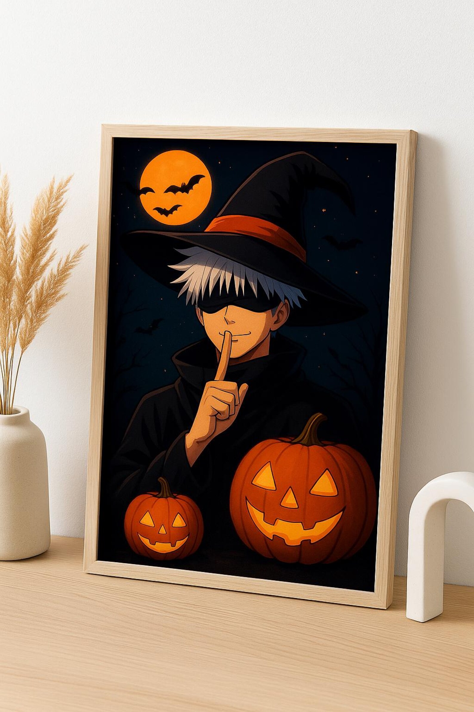 Halloween Anime Wall Art | Satoru Gojo Poster | Spooky Anime Home Decor ...