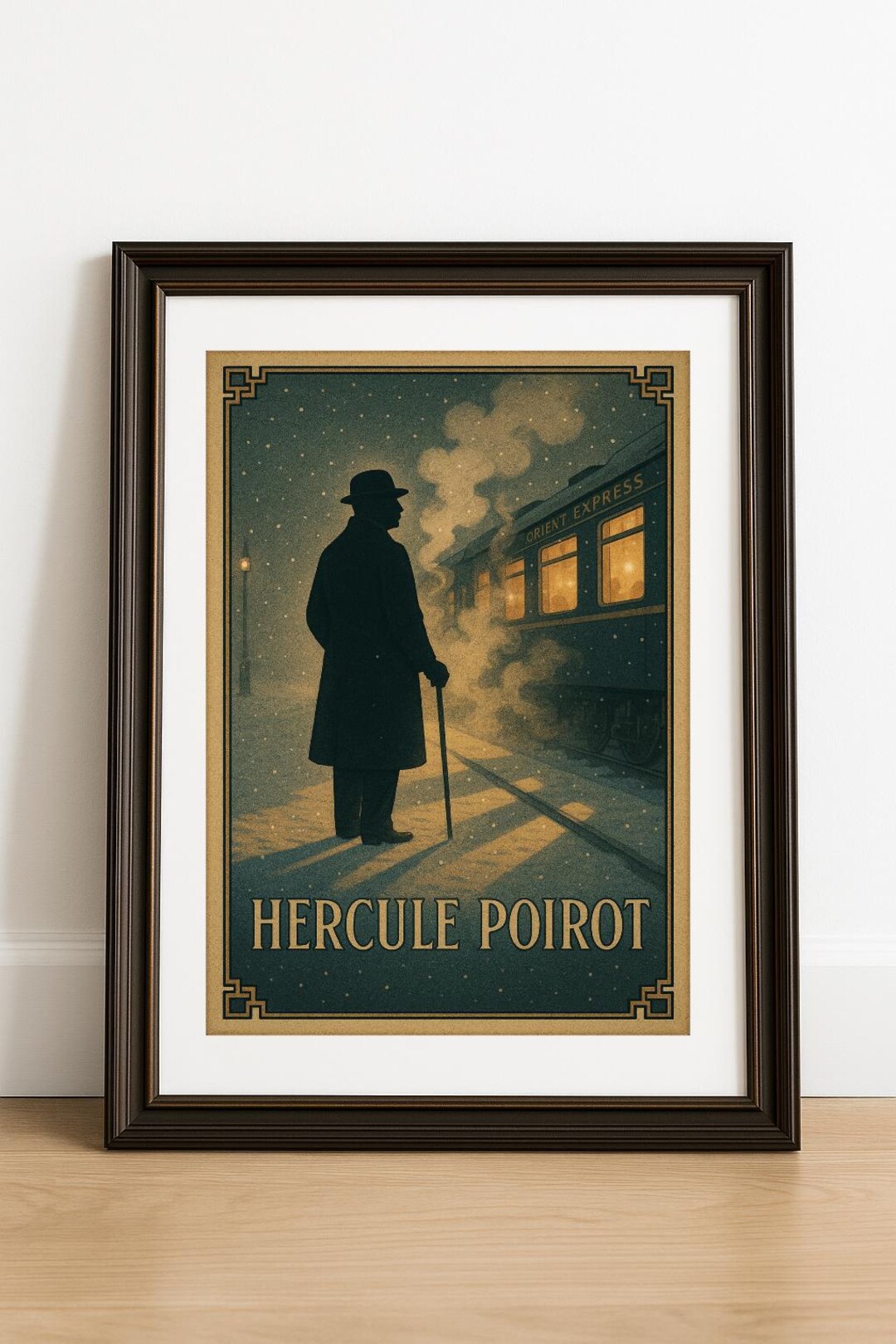 Hercule Poirot Portrait Print, Agatha Christie Wall Art, Literary ...