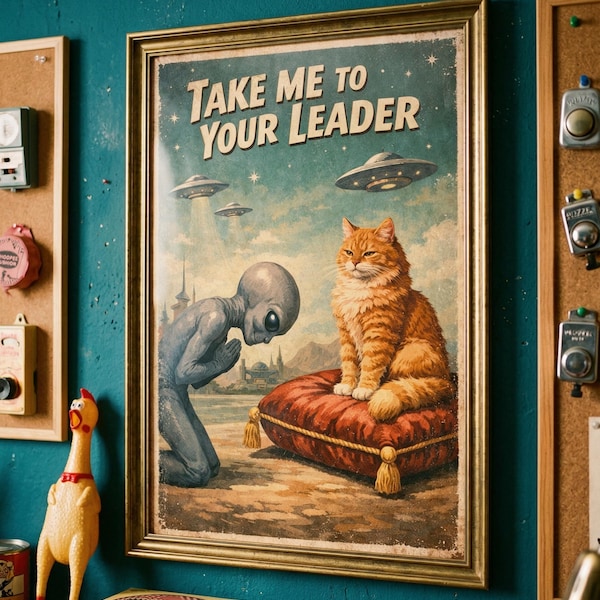 Alien Cat Art Print - Etsy