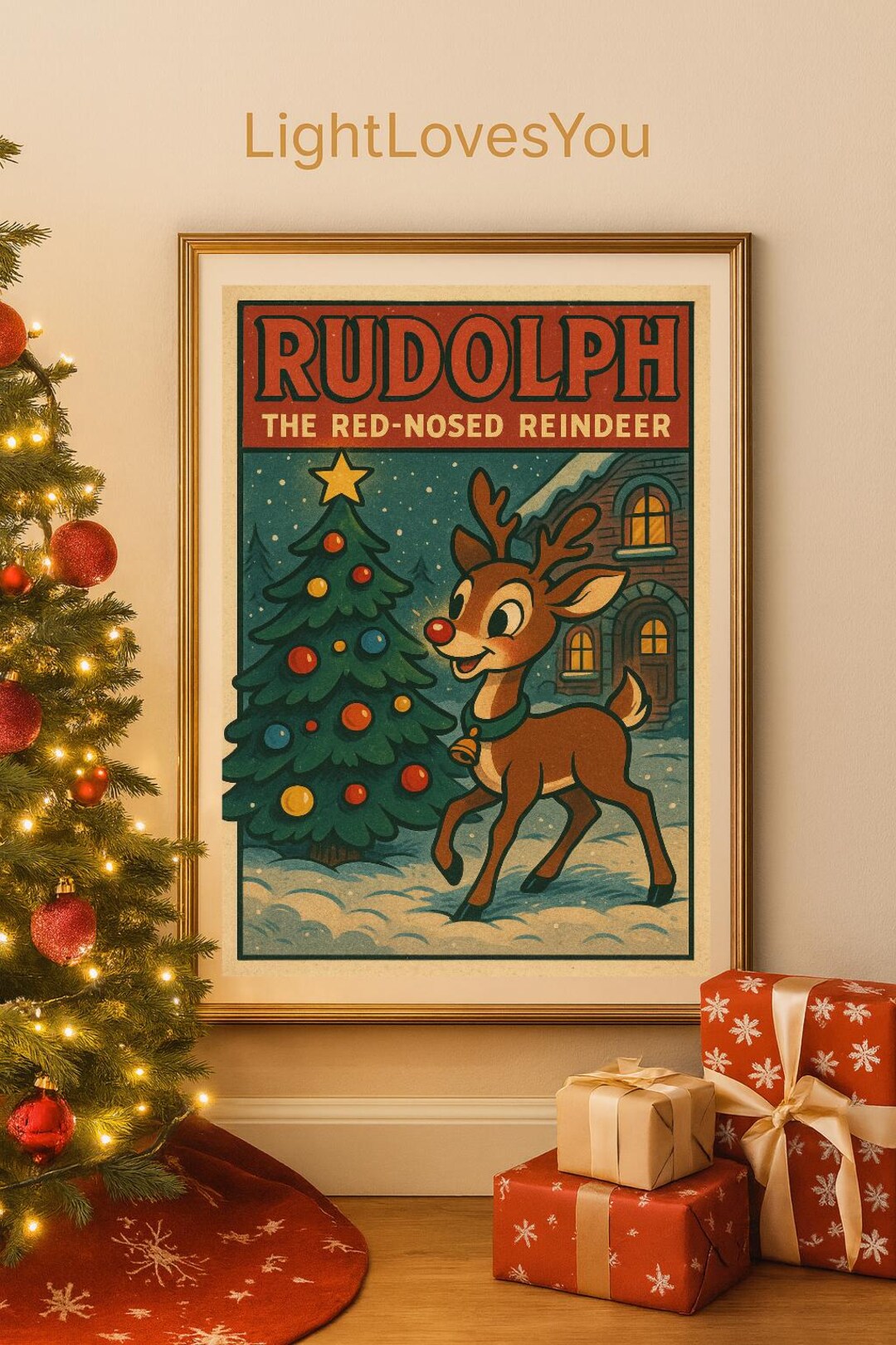 Vintage Rudolph Reindeer Print: Retro Christmas Decor (digital Download ...