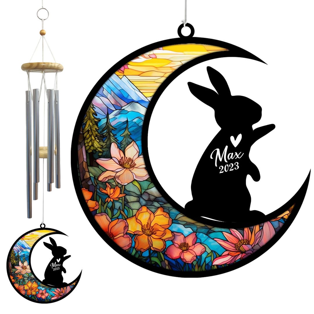 Personalized Rabbit Memorial Wind Chime With Suncatcher: Pet Loss ...