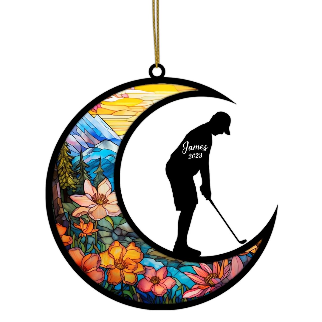 Personalized Golf Suncatcher Ornament: Custom Remembrance Keepsake Gift ...