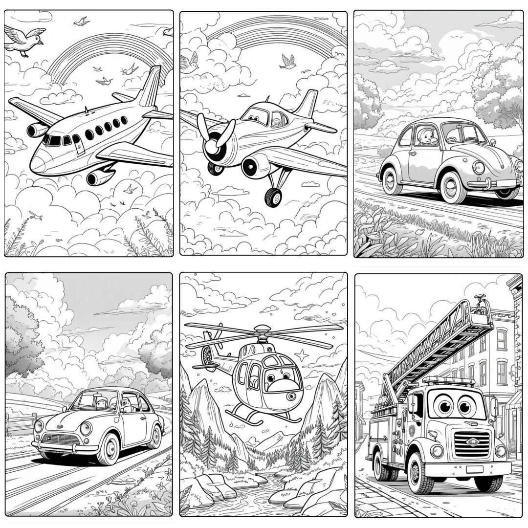 25+ Printable Vehicles Coloring Pages for Kids – Instant PDF Download ...