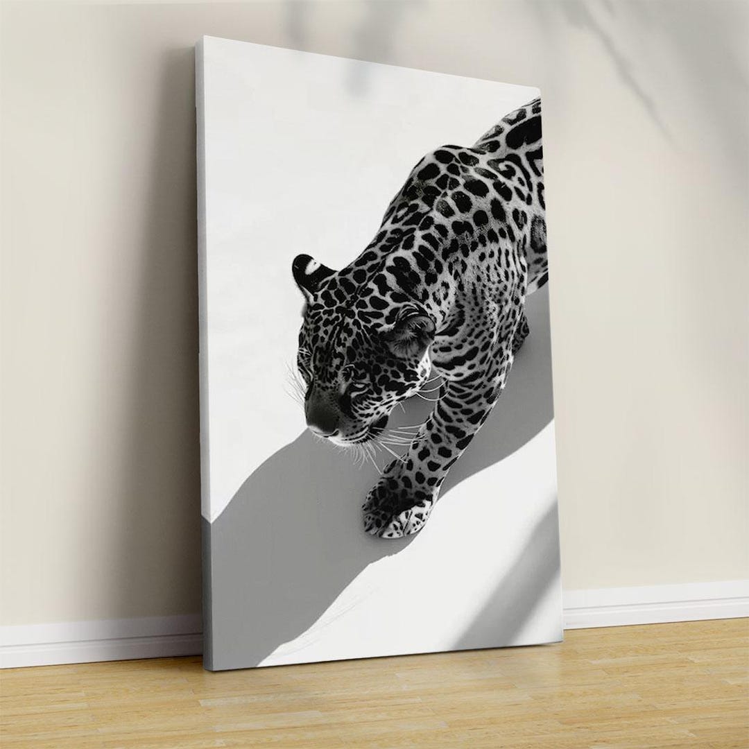 Black and White Leopard Canvas Print, Modern Safari Wildlife Art ...