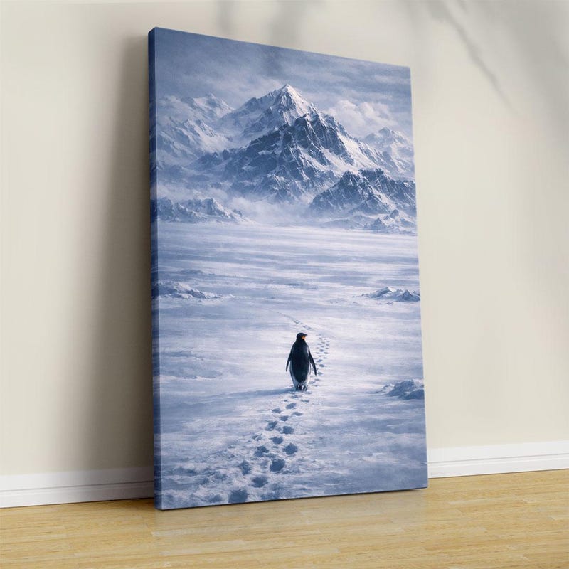Lone Penguin Canvas - Etsy UK
