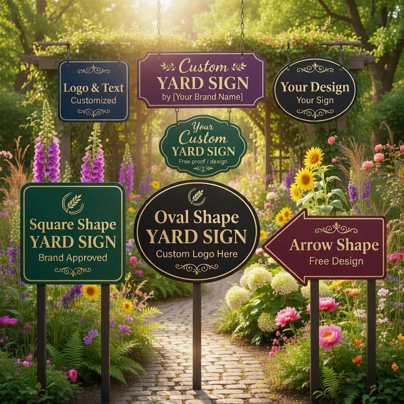 Custom Yard Sign Metal, Personalized Garden Sign, Business Logo Outdoor ...