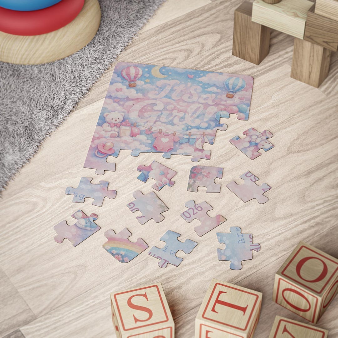 Custom Gender Reveal Puzzle, It's a Girl, Jigsaw Puzzle, Cute Gender ...
